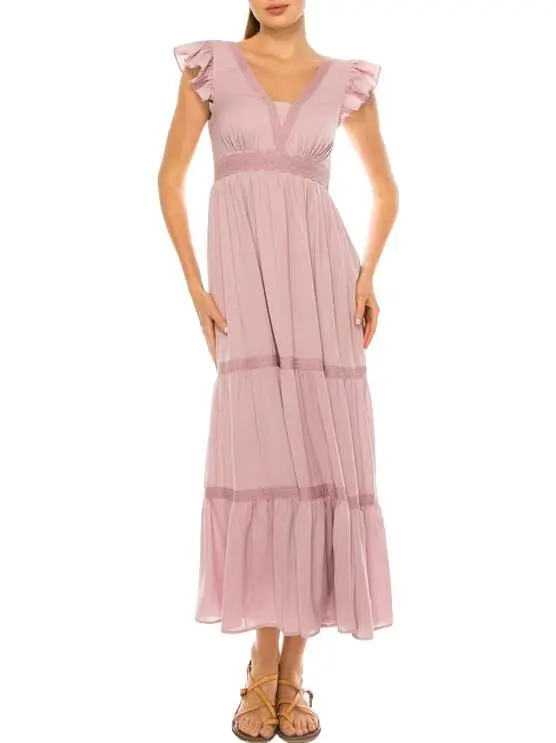 A COLLECTIVE STORY Lace Trim Maxi Dress - Dawn Pink