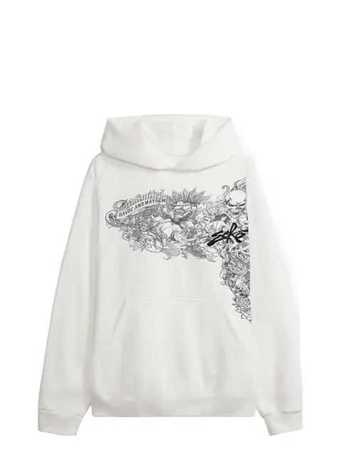 ECKO Pullover Hoodie With Graffiti Design - Cream
