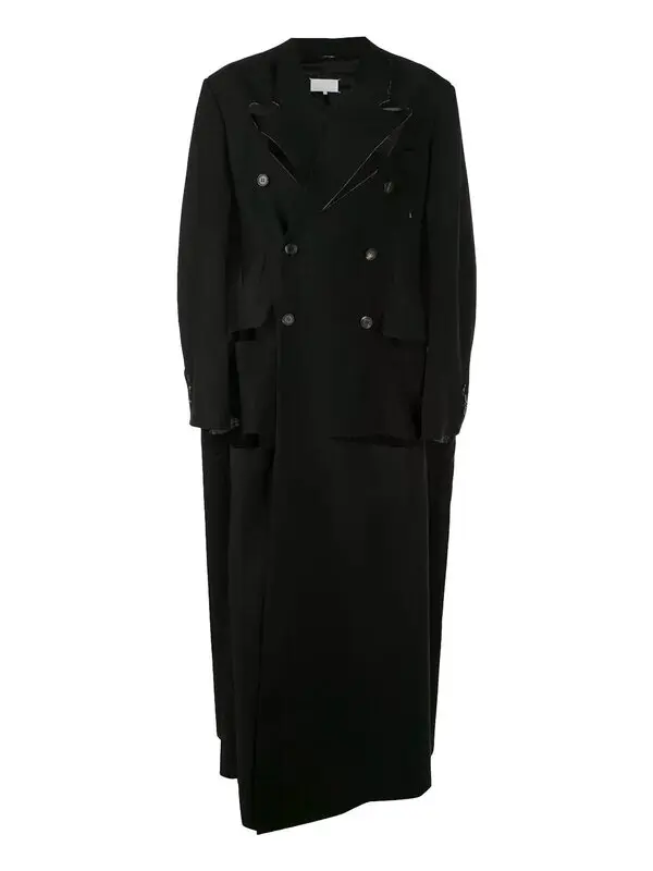 MAISON MARGIELA Deconstructed Double-breasted Raw Coat - Black