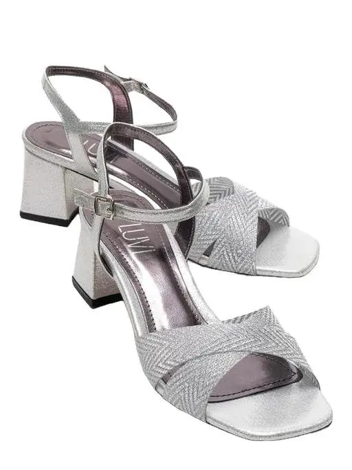 PROLOGUE SHOES Milagro Block Heel Sandal - Silver
