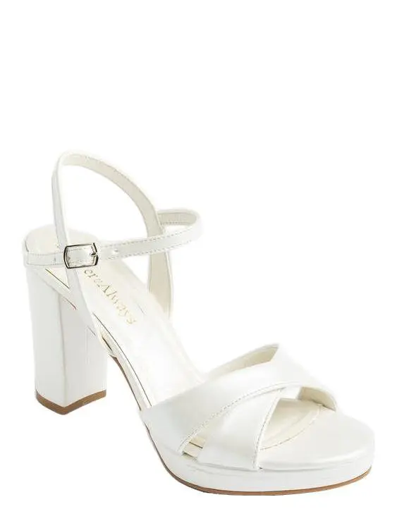 FOREVER & ALWAYS SHOES Slingback Block Heel Sandal - Ivory