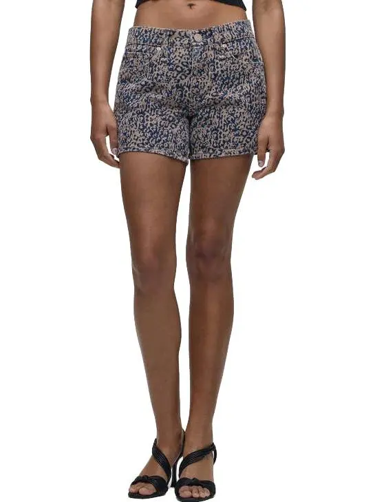 Hudson Jeans Devon Leopard Denim Boyfriend Shorts - Indigo Leopard