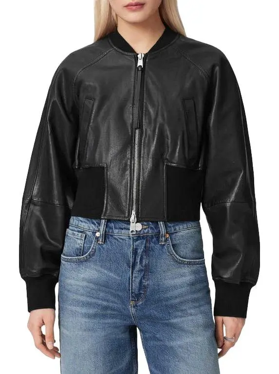 ALLSAINTS Suri Leather Bomber Jacket - Black