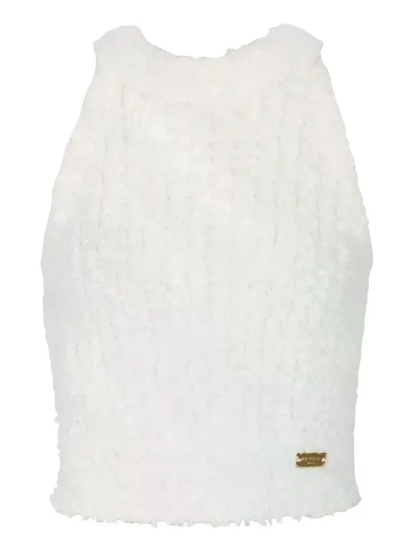 Balmain Textured Sleeveless Top - White