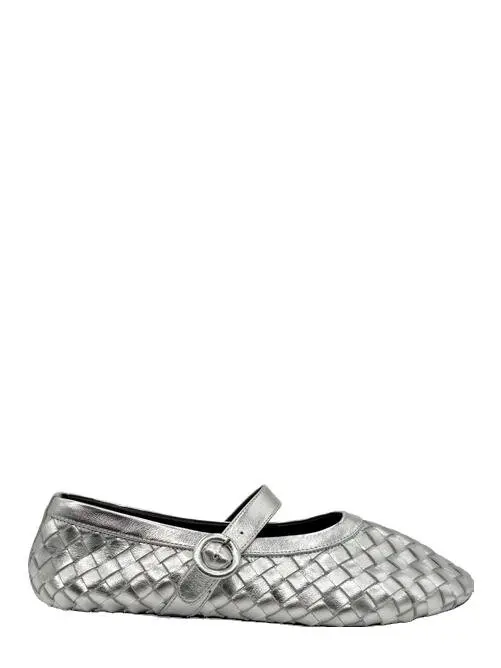 AMIE RAFA Rena Woven Mary Janes - Silver