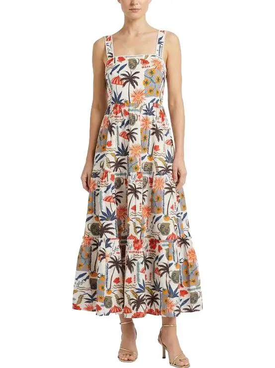 CHANGE OF SCENERY Lizzie Printed Tiered Midi Dress - Riviera