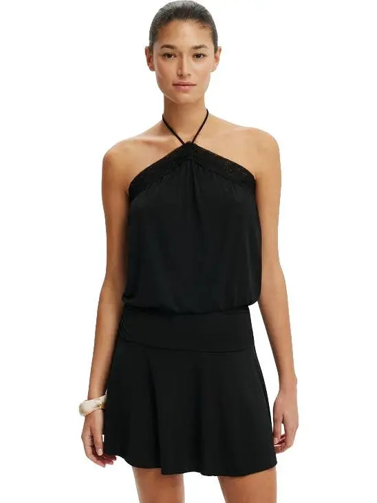 COTTON ON Chloe Halter Mini Dress - Black