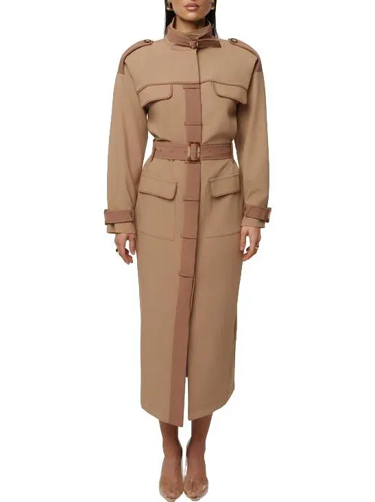 JLUXLABEL Icon Belted Midi Dress - Beige