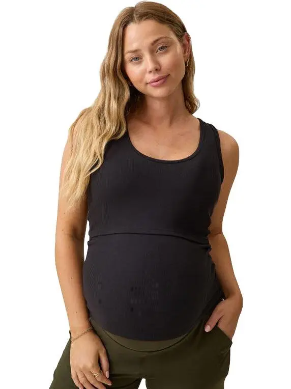 KINDREDBRAVELY Ribbed Scoop Neck Nursing Tank - Black