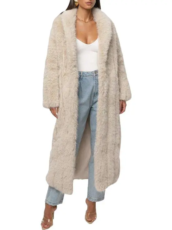 JLUXLABEL Manhattan Faux Fur Overcoat - Beige