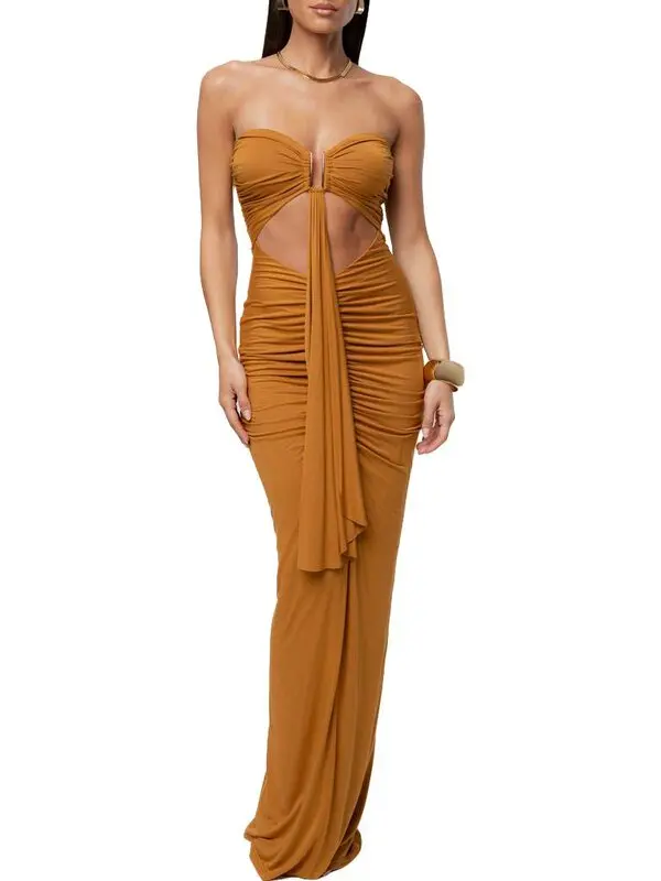 JLUXLABEL Draped Maxi Dress - Bronze