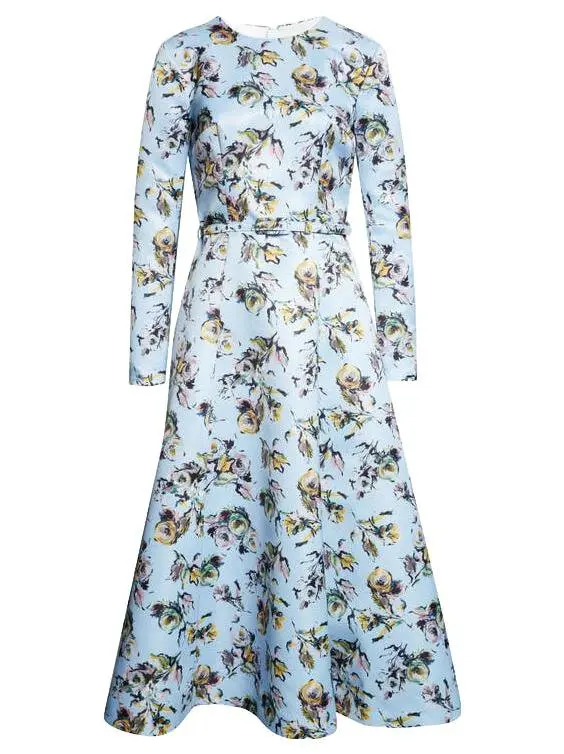 EMILIA WICKSTEAD Capucine Floral Midi Dress - Floral Green/yellow On Blue