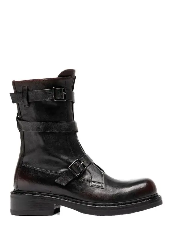 Officine Creative Dakota 004 Leather Buckle Boots - Burgundy