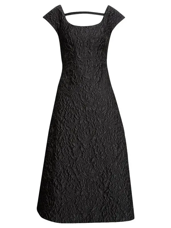 EMILIA WICKSTEAD Pesca Embossed Cloqué Cocktail Dress - Black