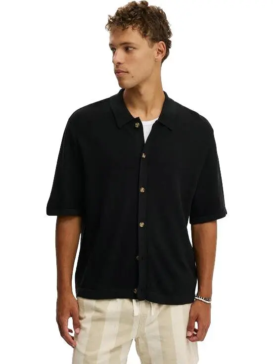 COTTON ON Box Fit Knit Shirt - Washed Black