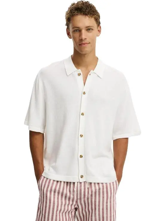 COTTON ON Box Fit Knit Shirt - White