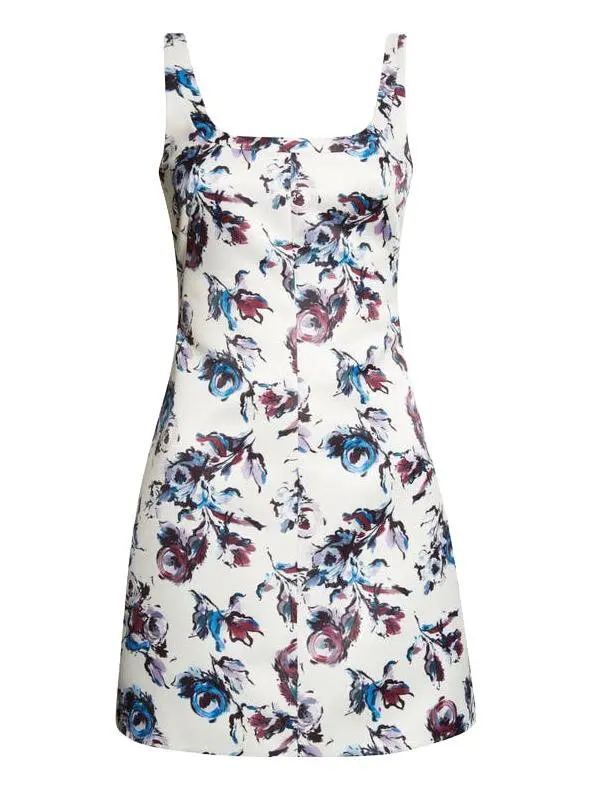 EMILIA WICKSTEAD Tillie Floral Sateen Minidress - Floral Purple/blue On Ivory