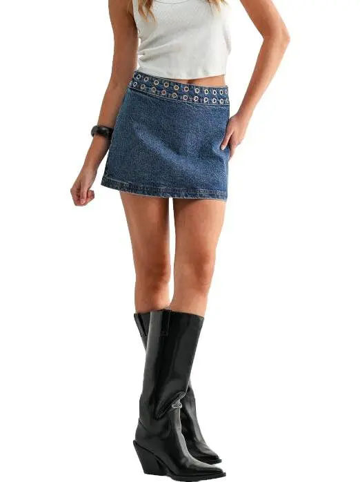JEMINA DENIM The Orbit Micro Skirt - Medium Wash