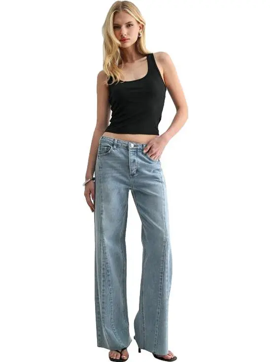 JEMINA DENIM The Low Seamed Wide Jeans - Light Wash