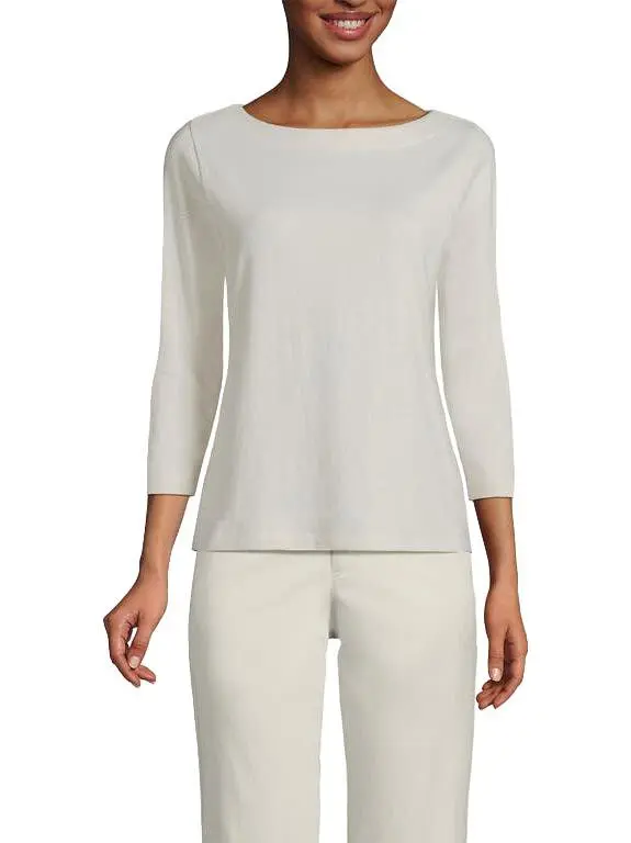 LANDS' END Mariner Jersey Boatneck Top - Oyster