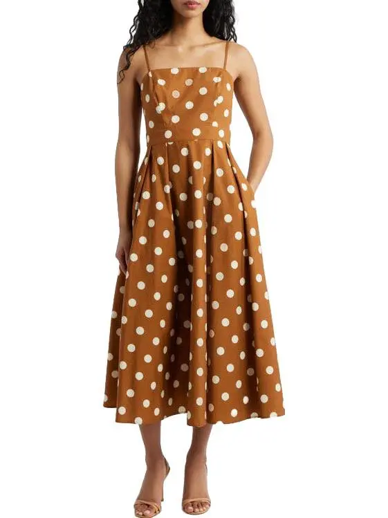 FREEMARKET Dot Sleeveless Maxi Dress - Brown/white