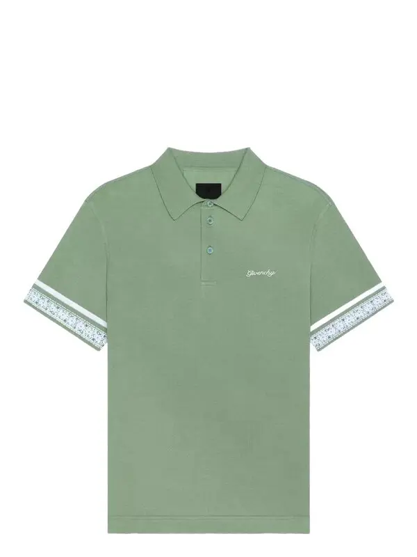 Givenchy Patterned-cuff Polo Shirt - Green