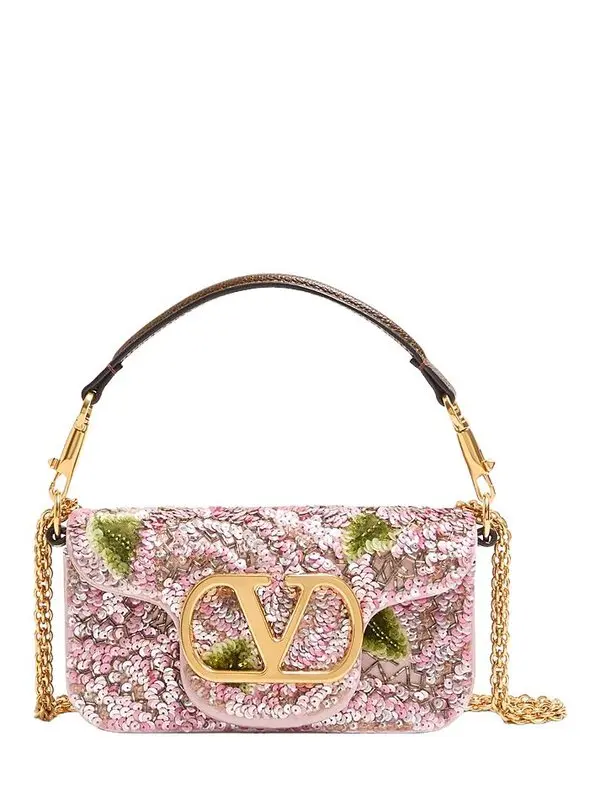 Valentino Garavani Small Sequin & Bead Satin Vlogo Shoulder Bag - Multi