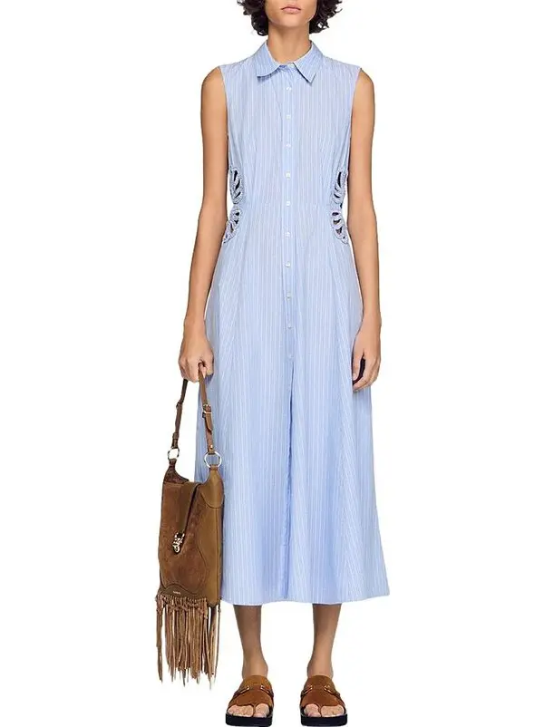 Sandro Striped Cotton Maxi Dress - Sky Blue
