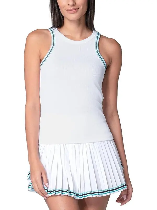 Lucky In Love Ribbed Stripe Tank Top - White