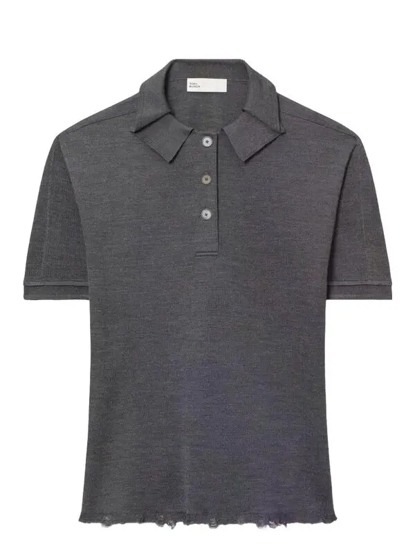 Tory Burch Oversized Silk Polo - Grey