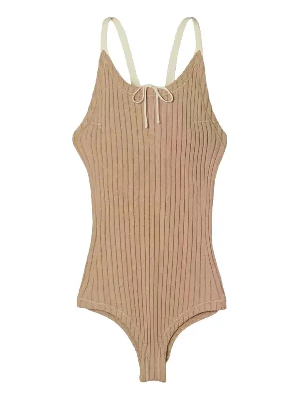 Tory Burch Colorblock Ribbed Bodysuit - Neutrals