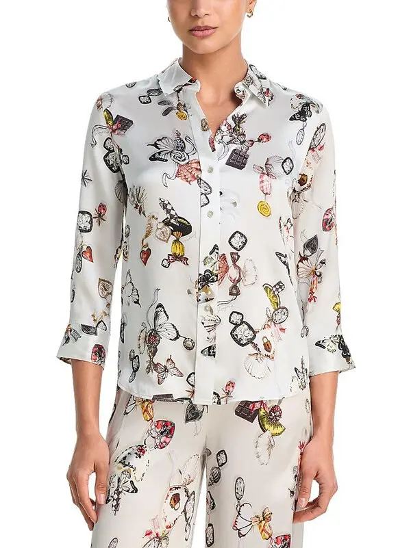 L'Agence Dani Butterfly Blouse - Ecru Multi Lock Butterfly