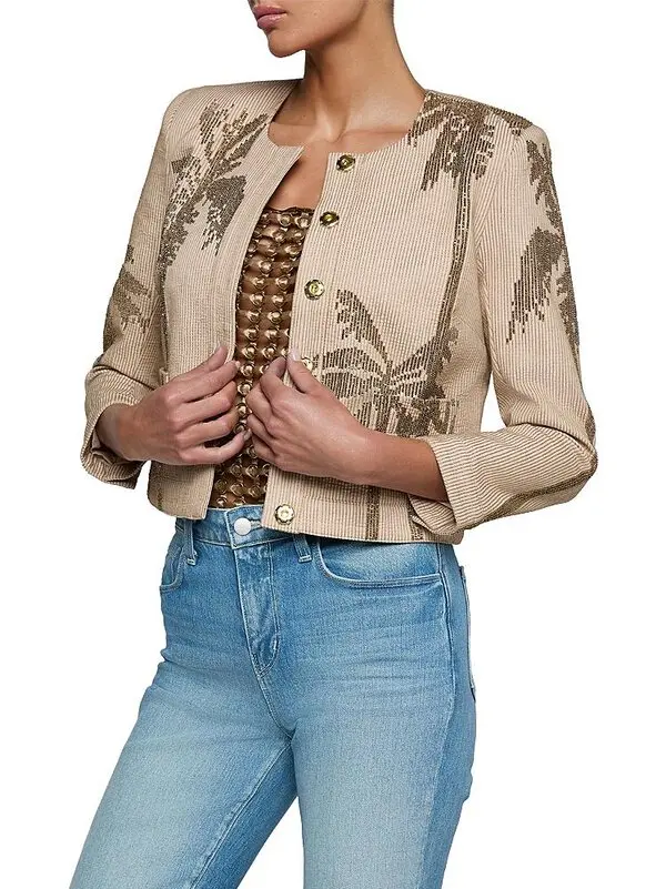 L'Agence Lian Collarless Jacket - Biscuitan