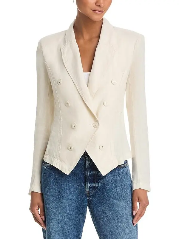 L'Agence Emerson Structured Denim Blazer - Vintage White