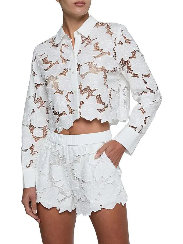 L'Agence Seychelle Cropped Button-down Blouse - Ivory