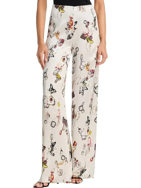 L'Agence Kimia Butterfly Straight Pants - Ecru Multi Lock Butterfly