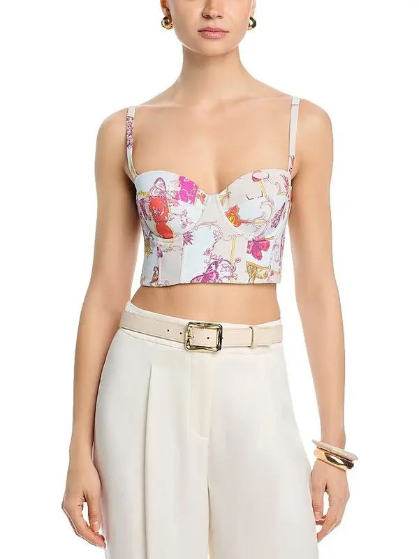 L'Agence Sonya Bralette Top In Print - Multi Baroque Toile