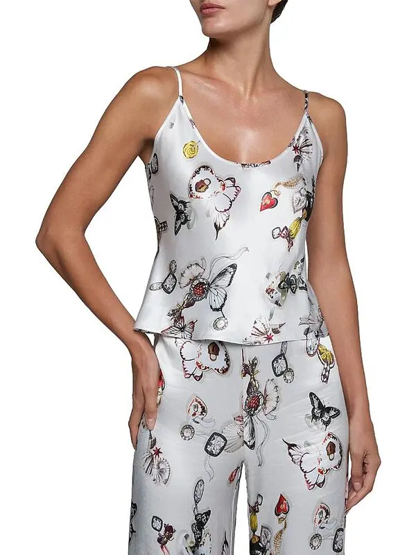 L'Agence Charmy Camisole Top - Ecru Multi Butterfly