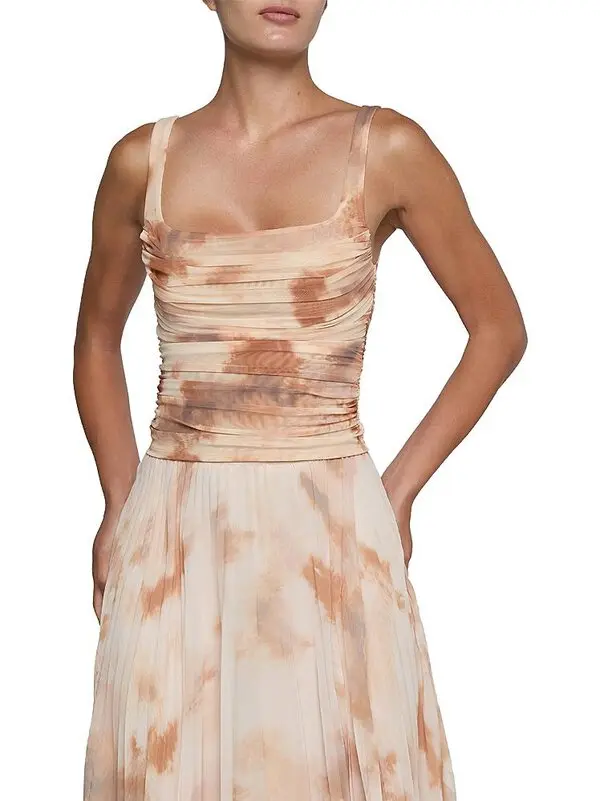 L'Agence Rasha Shirred Tank Top - Frappe Multi Tie Dye