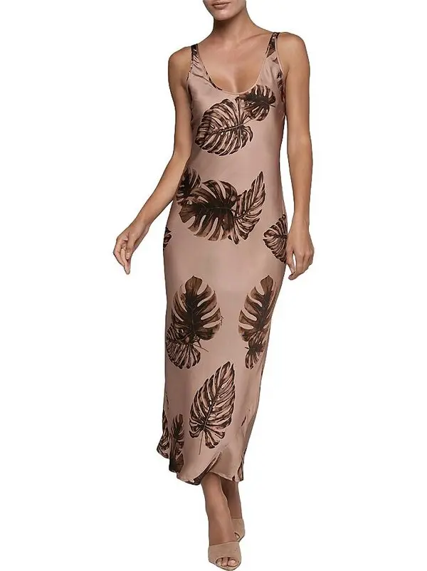 L'Agence Akiya Tank Dress - Hazelnut Multi Large Palm
