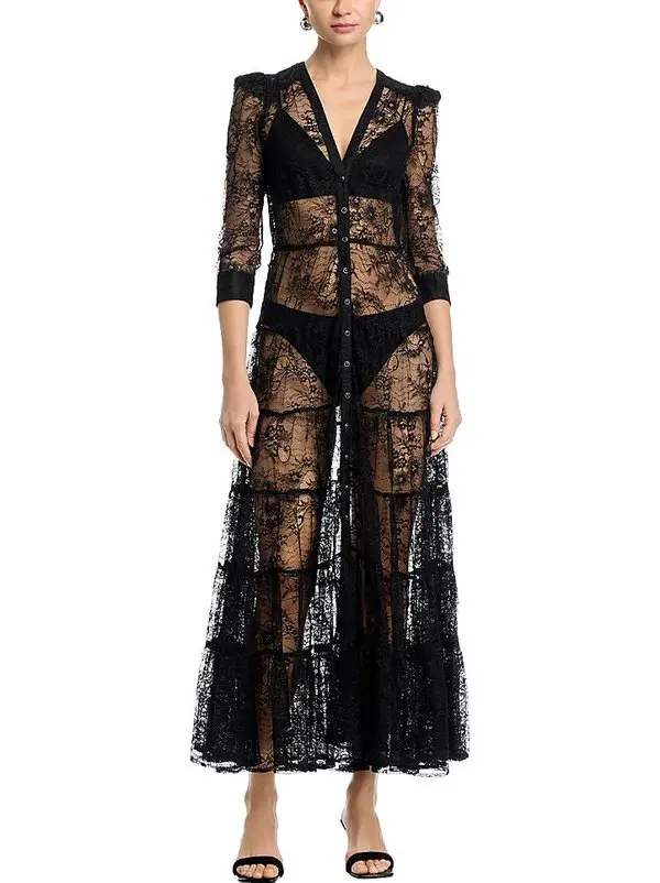 L'Agence Seraphina Lace Dress - Black