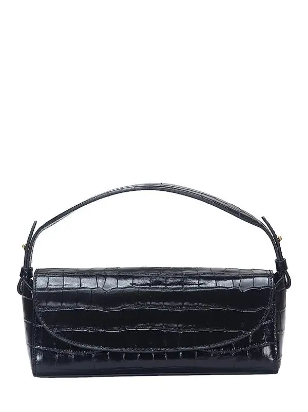 Vince Sabrina Croc-embossed Mini Top-handle Bag - Black