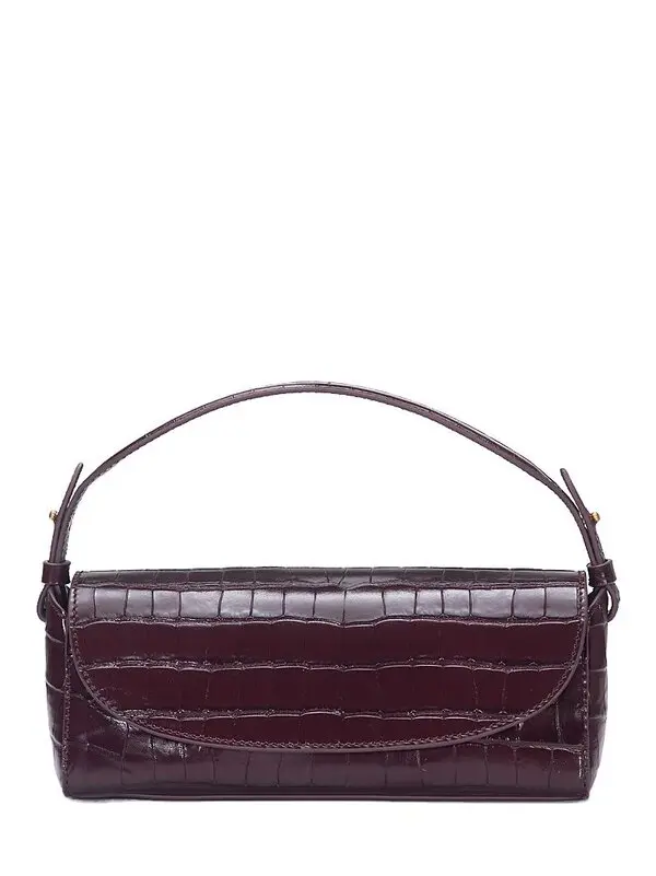 Vince Sabrina Croc-embossed Mini Top-handle Bag - Bordeaux