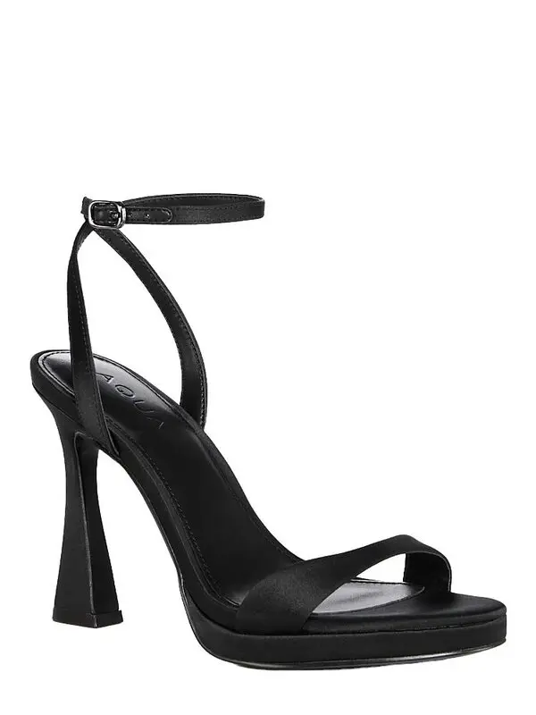 Aqua Darby Heeled Sandals - Black Satin
