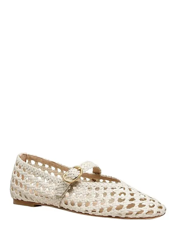 STUART WEITZMAN Prim Woven Leather Ballet Flats - Cream