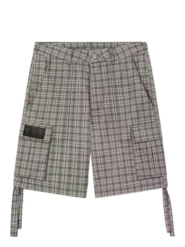 CARRER Check-pattern Cargo Shorts - Grey