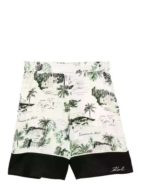 Karl Lagerfeld Printed Shorts - White