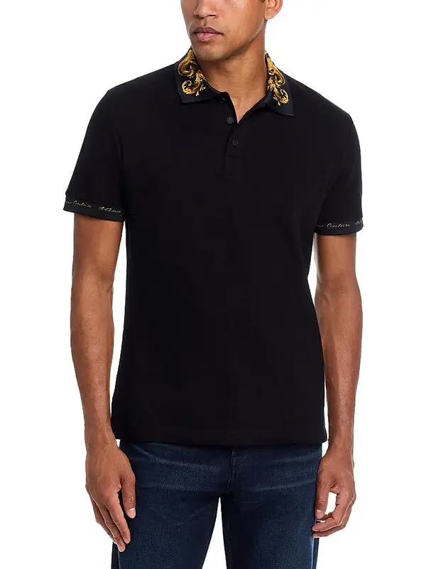 Versace Cotton Piquet Polo - Black/gold