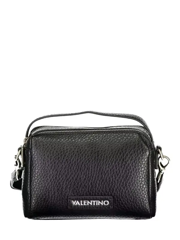 MARIO VALENTINO Pebbled-texture Bag With Logo Patch - Black