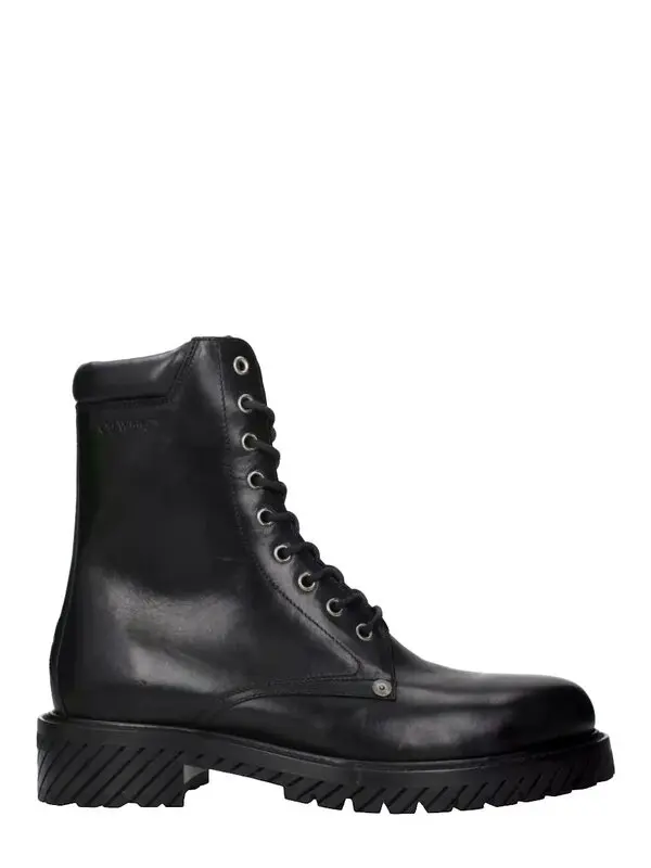 Off-White Lace-up Leather Boots - Black